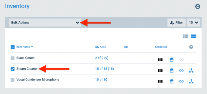 How To: Apply Bulk Actions to Serialized Items on the Items Page – TapGoods