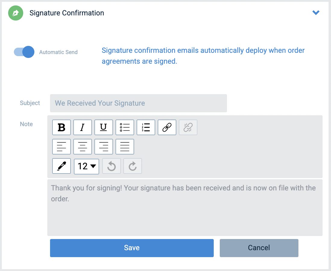 Email Template: Signature Confirmation Emails – TapGoods
