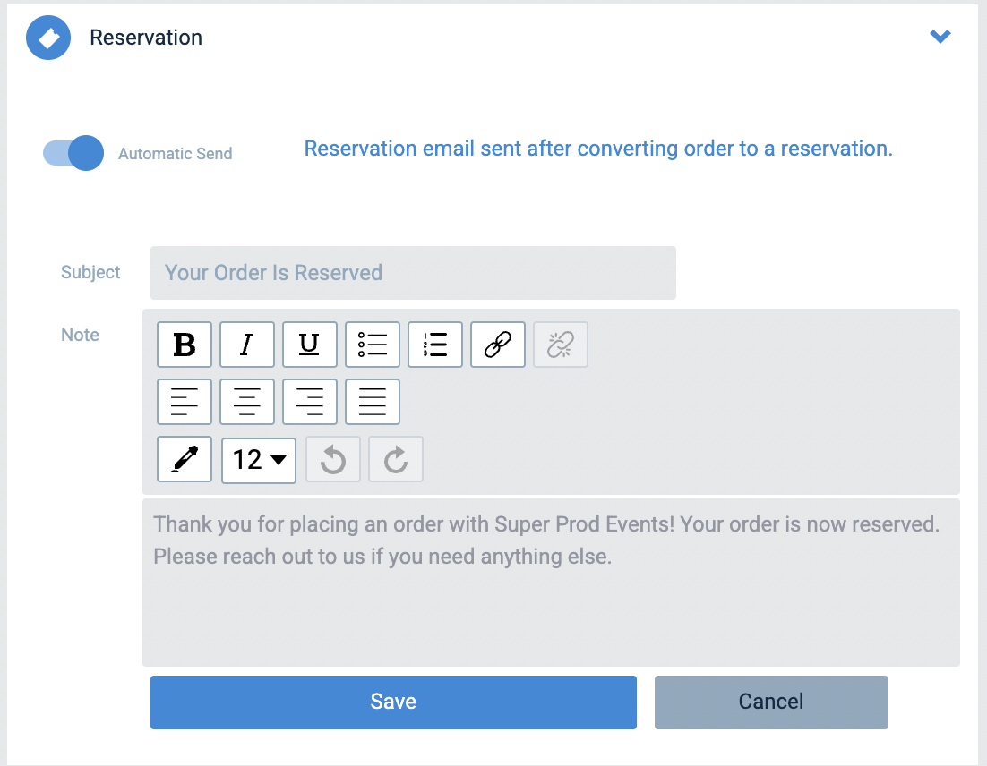 Email Template: Reservation Emails – TapGoods