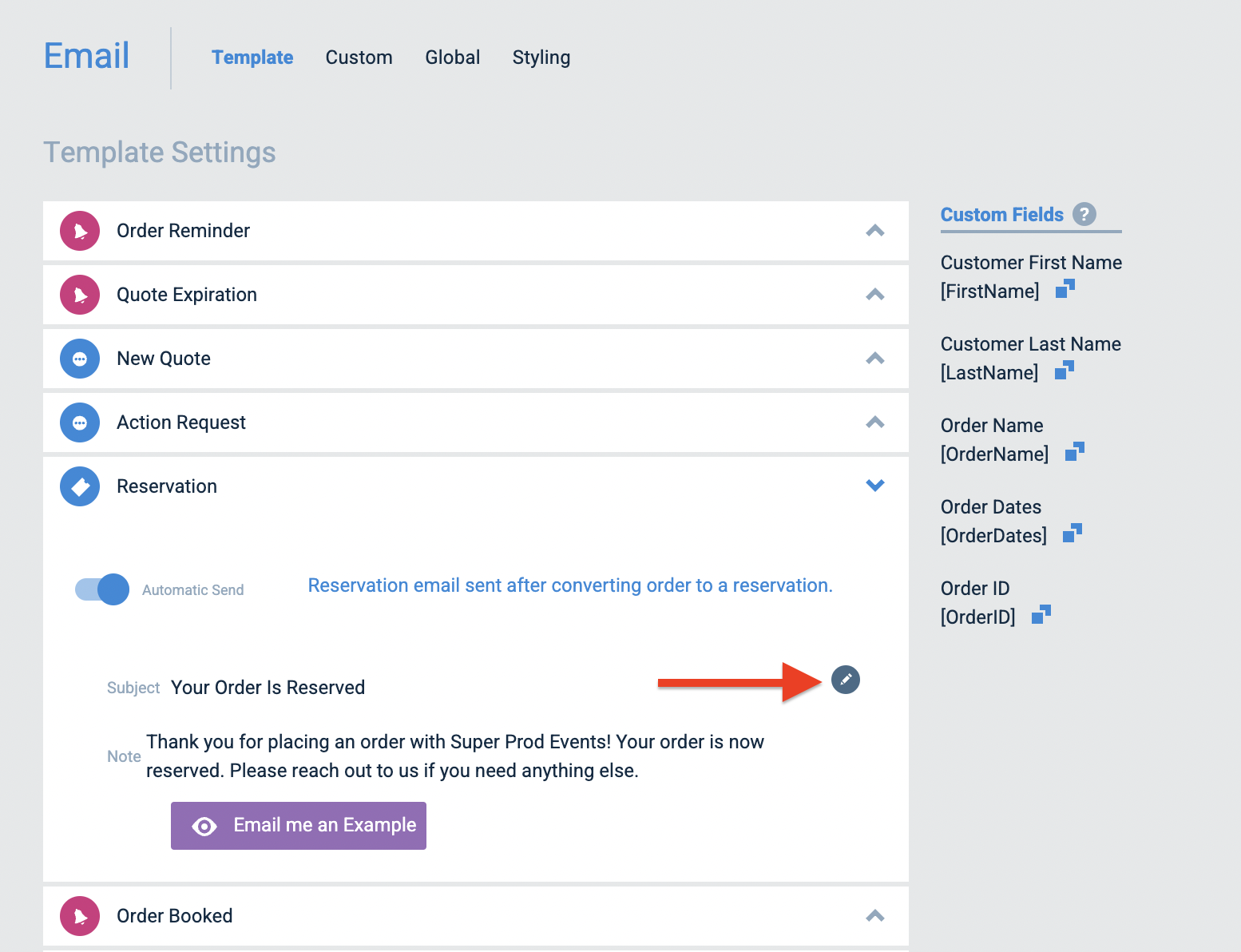 Email Template: Reservation Emails – TapGoods