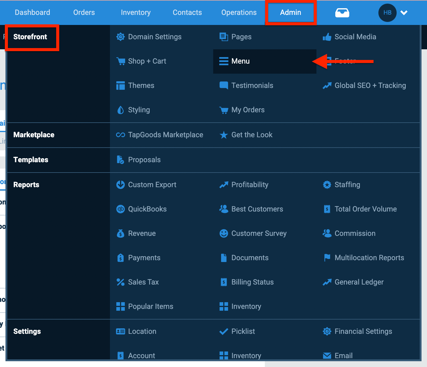 How To: Customize the Menu in Storefront – TapGoods
