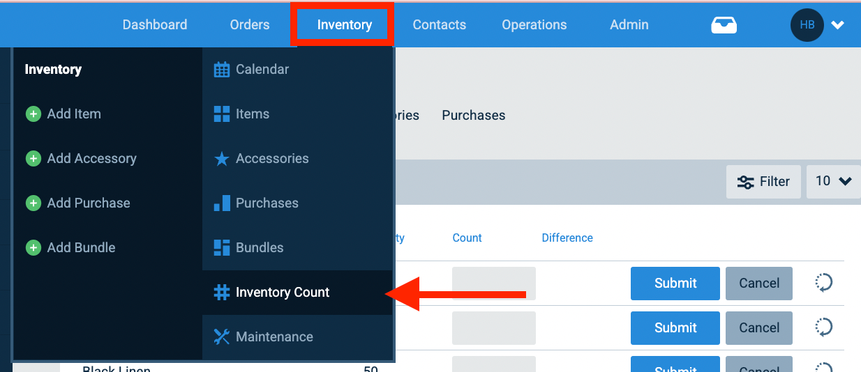 Inventory Count Page in TapGoods PRO – TapGoods