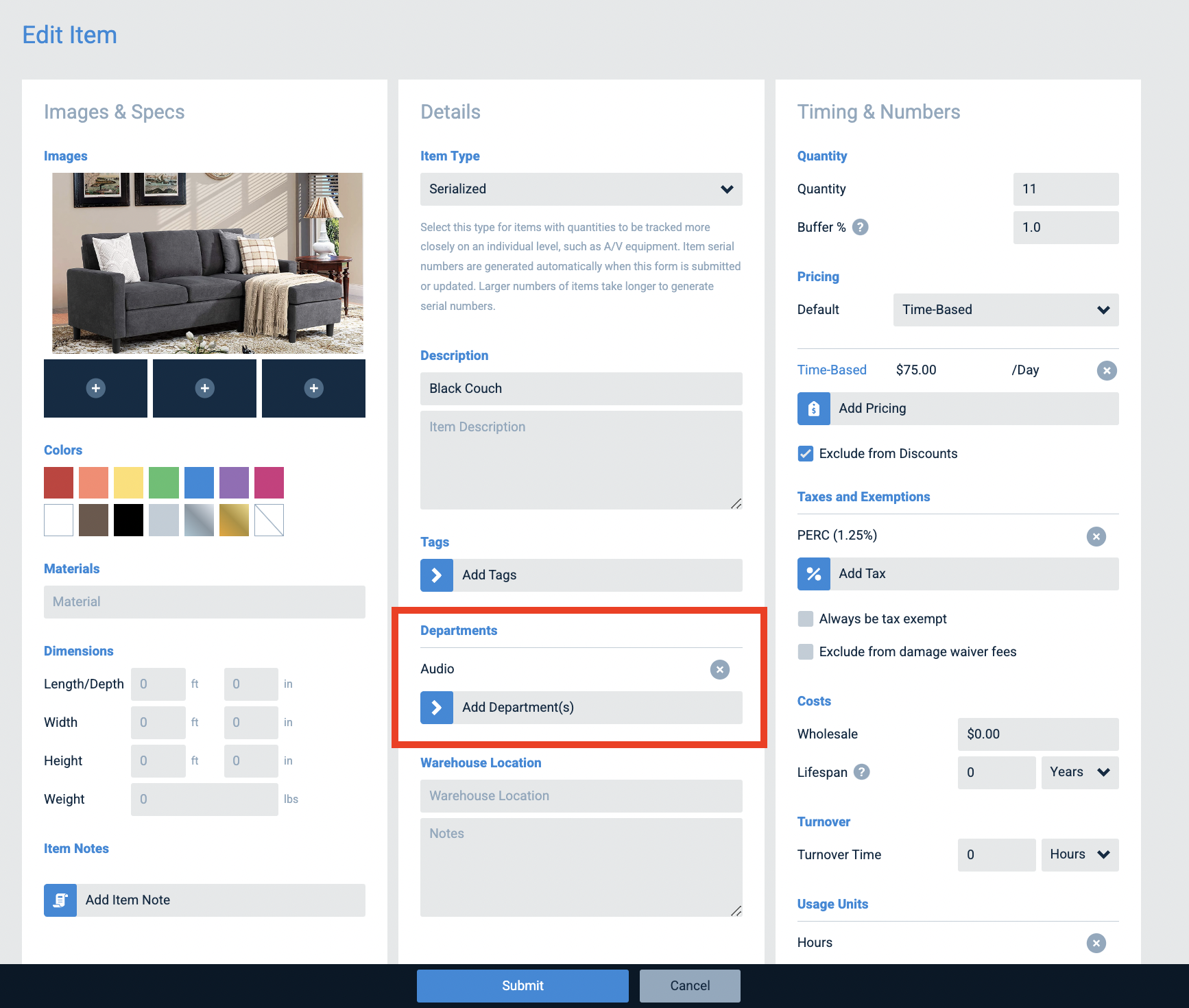 Departments in TapGoods PRO – TapGoods