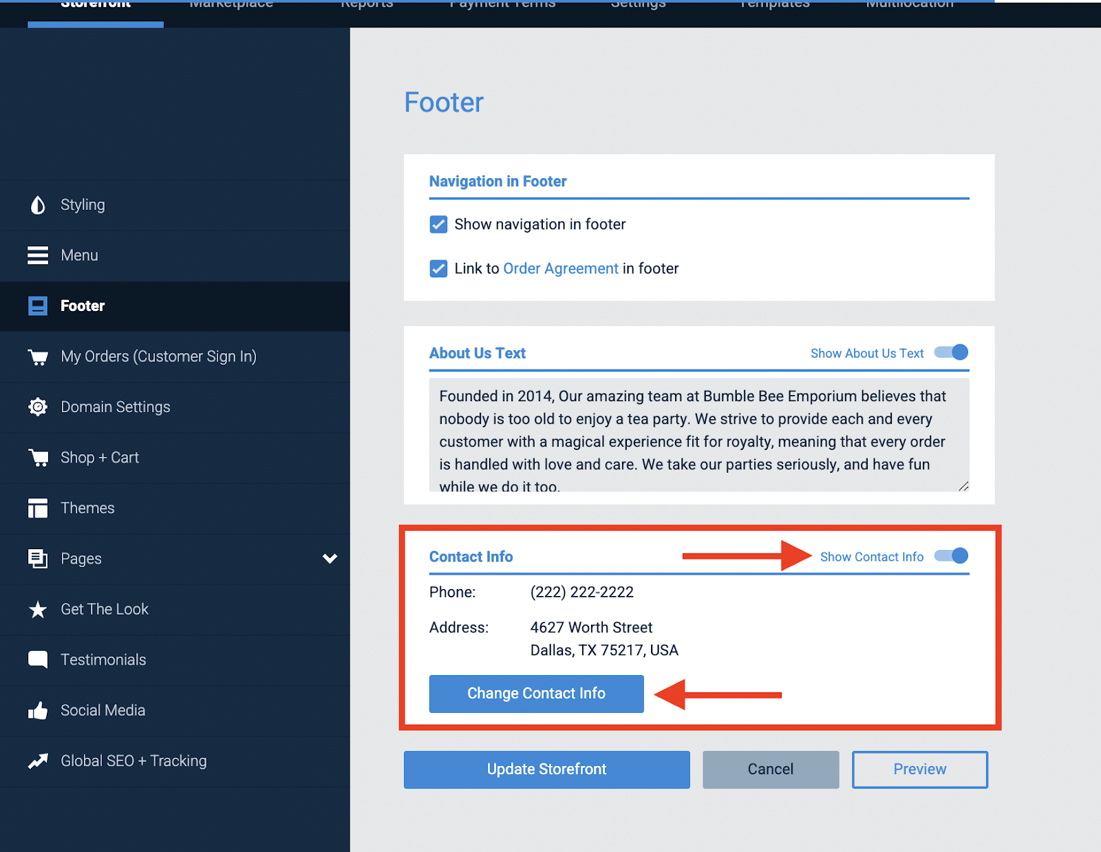 How To: Add Contact Information to the Footer on Storefront – TapGoods