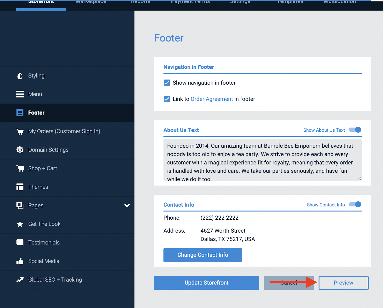 How To: Add Contact Information to the Footer on Storefront – TapGoods