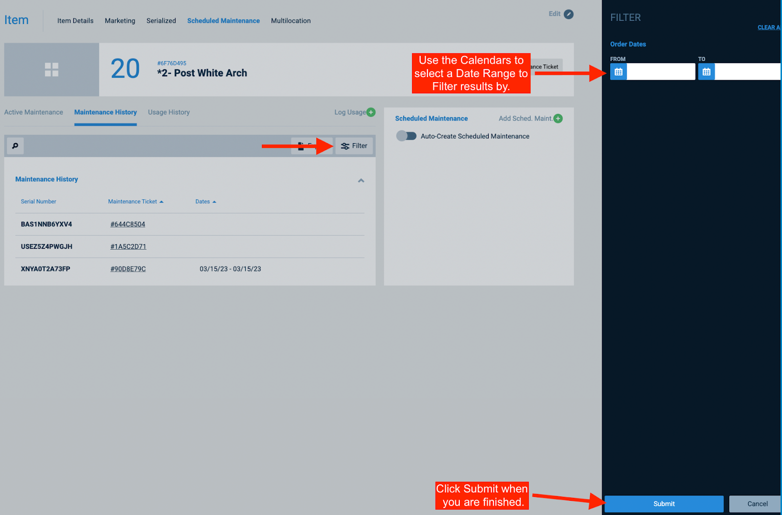 Tracking Maintenance History in Scheduled Maintenance for Serialized Inventory – TapGoods