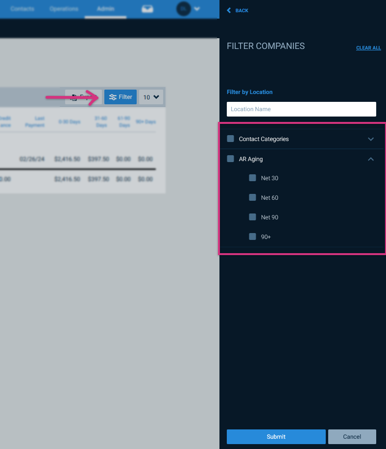 AR Aging Page in TapGoods PRO – TapGoods