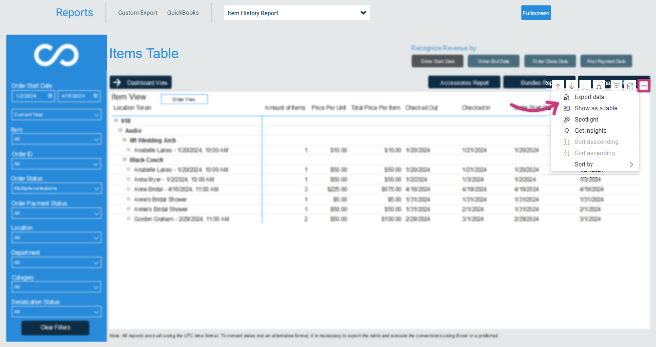 How To: Export BI Reports from TapGoods PRO – TapGoods