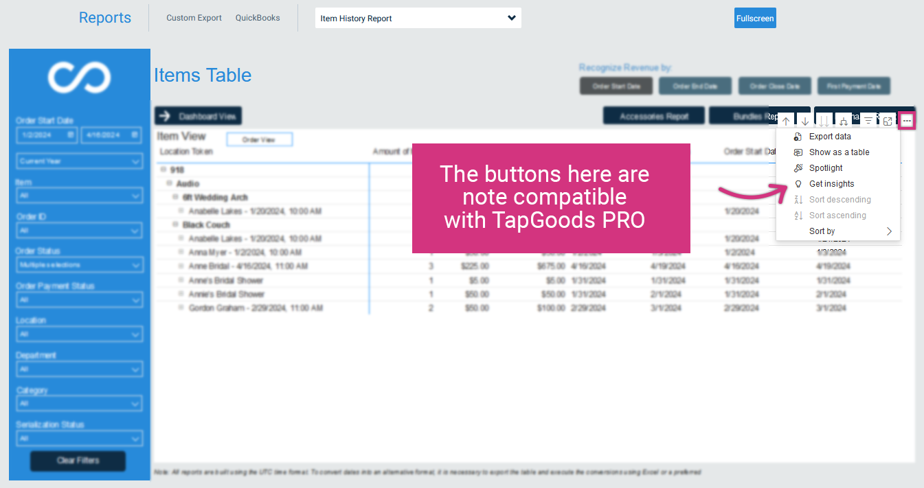 BI Reports: Button Glossary – TapGoods