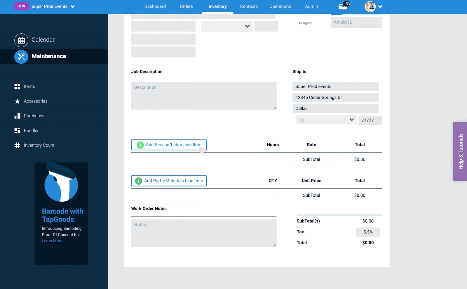 How To: Create a Work Order in TapGoods PRO – TapGoods