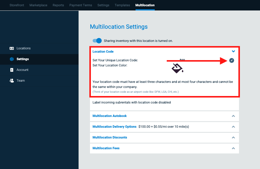 Adding Location Codes to Subrental Names – TapGoods
