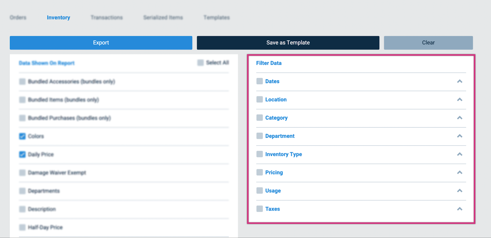Custom Export: The Inventory Tab – TapGoods