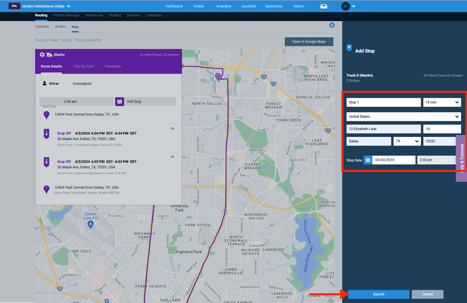 Adding Stops to Routes in TapGoods PRO – TapGoods
