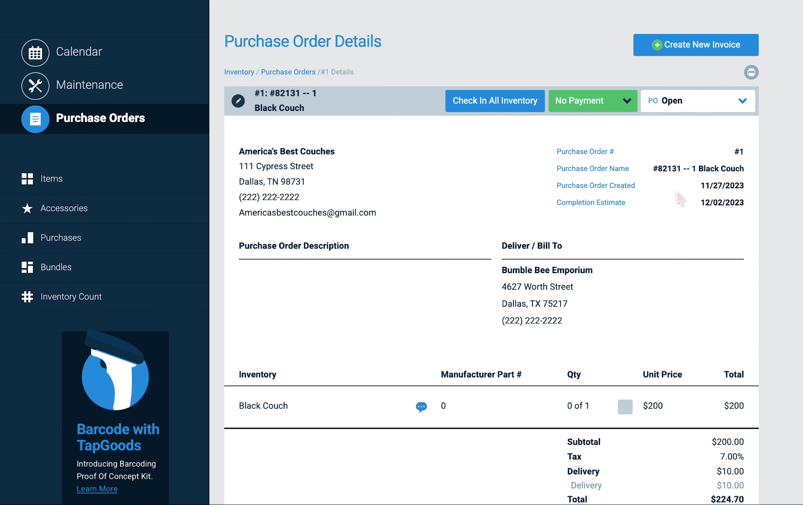 Purchase Order Statuses in TapGoods PRO – TapGoods