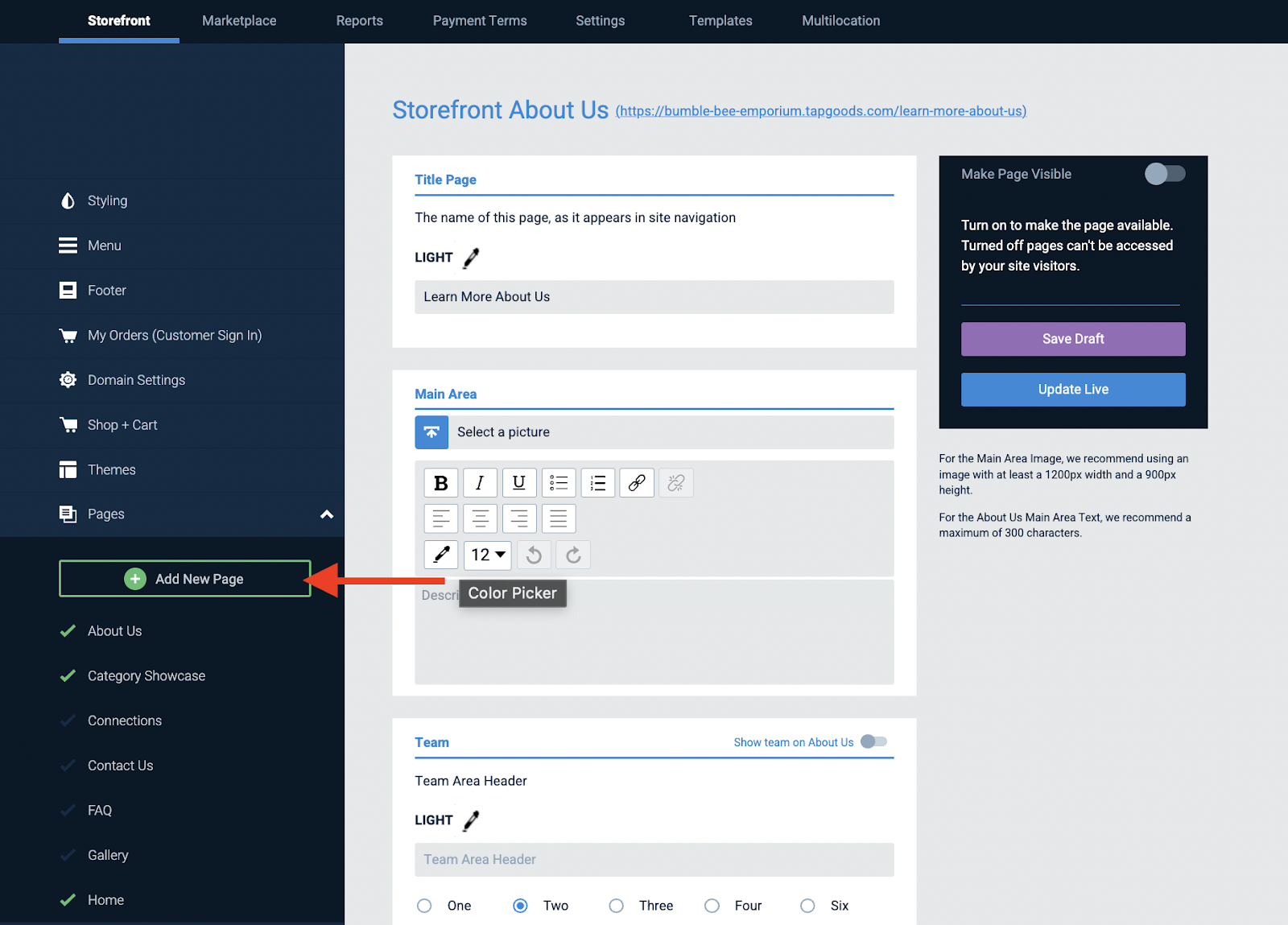 How To: Create a Gallery Page for Storefront – TapGoods