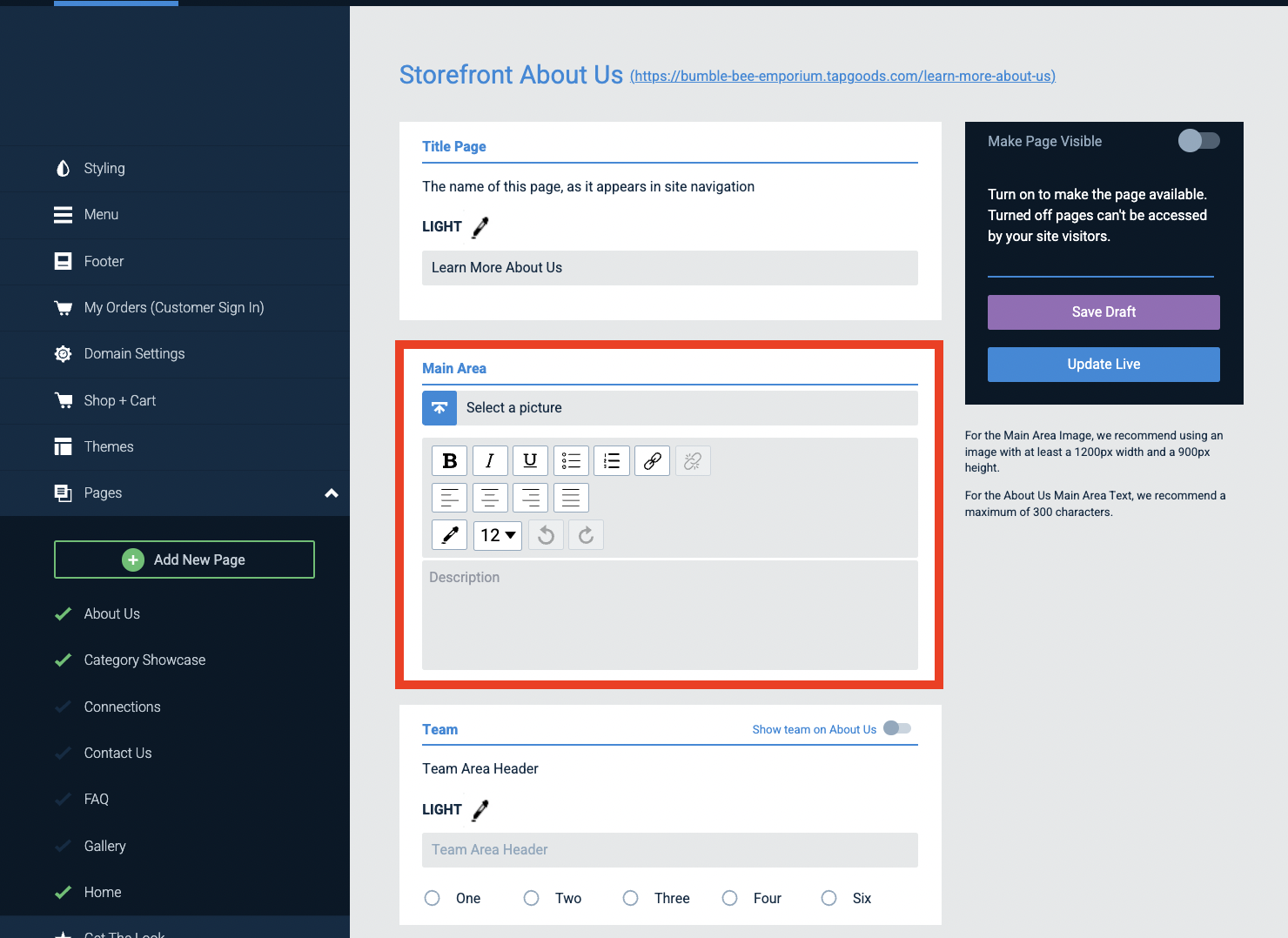 How To: Create a Gallery Page for Storefront – TapGoods