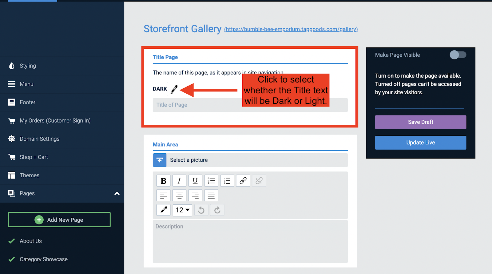 How To: Create a Gallery Page for Storefront – TapGoods