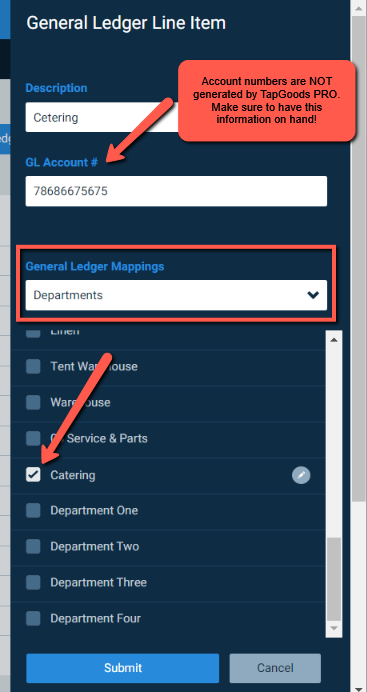 General Ledger Mapping in TapGoods PRO – TapGoods